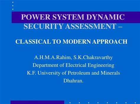 PPT POWER SYSTEM DYNAMIC SECURITY ASSESSMENT PowerPoint Presentation ID