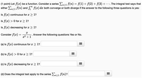 solved 1 point let f x be a function consider a series