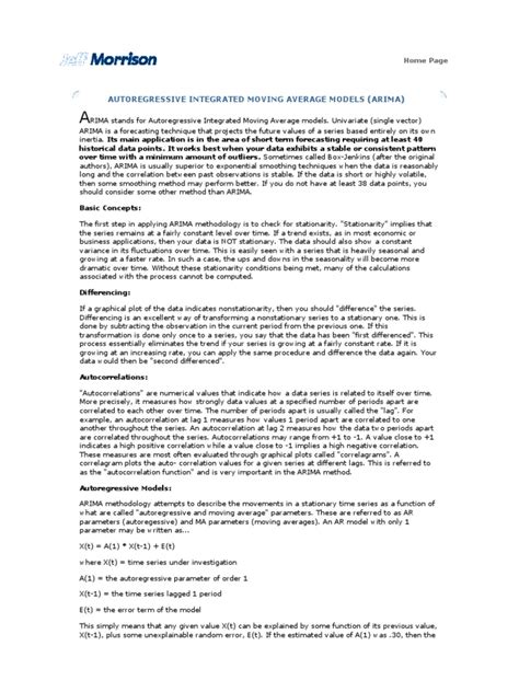 Autoregressive Integrated Moving Average Models Arima Pdf Autoregressive Integrated Moving