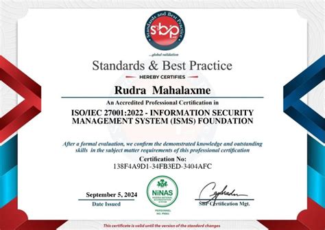 Rudra Mahalaxme On Linkedin I Am Thrilled To Share That Ive Obtained A New Certification Iso Iec…