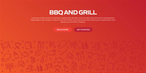 Bbq와 그릴 선형 아이콘과 웹 배너 트렌디 한 선형 스타일 벡터 바베큐그릴에 대한 스톡 벡터 아트 및 기타 이미지 바베큐