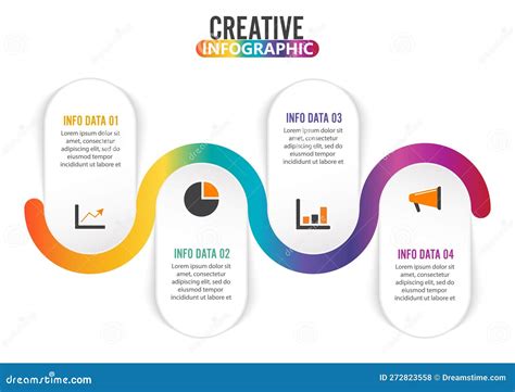 Four Steps Infographics Can Illustrate A Strategy Workflow Or Team Work Stock Vector