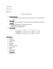 PHY 111L Lab 4 Projectile Motion Elora Nutter PHY 111 Lab 09 22 2016 Lab 4 Projectile