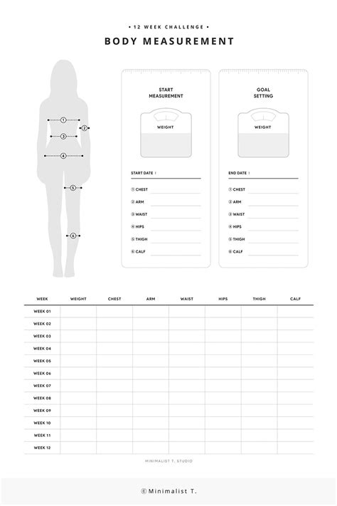 Body Progress Tracker Body Measurement Weight Tracker Fitness