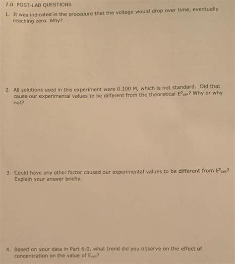 Solved Table 3 Effect Of Concentration On Ecell Dilution