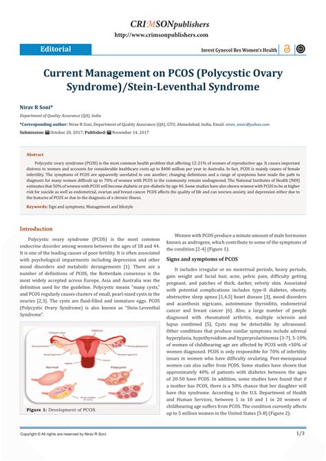 Pdf Current Management On Pcos Polycystic Ovary Syndromestein