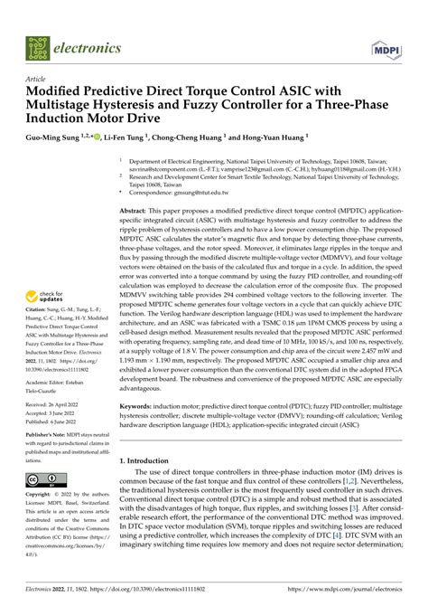 (PDF) Modified Predictive Direct Torque Control ASIC with Multistage Hysteresis and Fuzzy ...