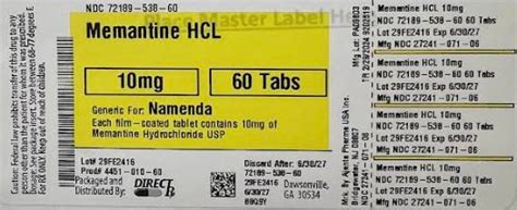 Memantine Hcl Direct Rx Fda Package Insert