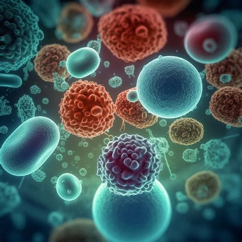 Premium Ai Image Macro Shot Of Different Types Of Microbes Virus Cells Generative Ai