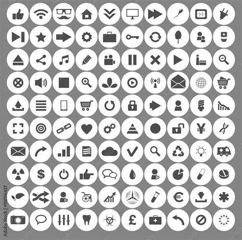 100 Icon Set Circle Icons For Social Networking Vector Illustration In Flat Stock Vector