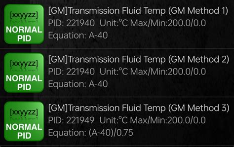 Torque Pro PID Settings For Checking The Transmission Fluid Temperature Chevrolet Malibu Forums