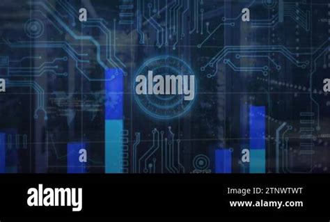 Animation Of Graphs Map Computer Language And Circuit Board Pattern