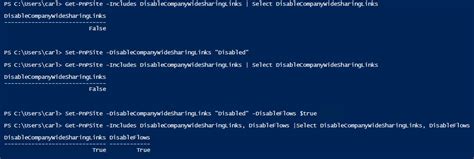 Bug Set Pnpsite Disablecompanywidesharinglinks Value Does Not Work
