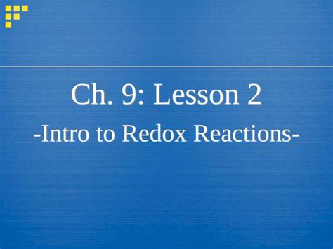 PPT Ch Lesson Intro To Redox Reactions Ch Lesson Intro To Redox Reactions