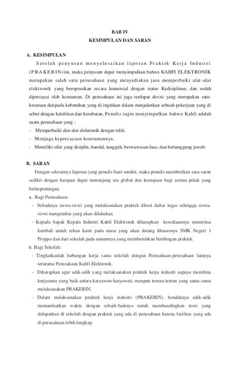 Contoh Kesimpulan Laporan Pkl Koleksi Gambar