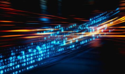 flowing glowing binary code in a futuristic digital data stream