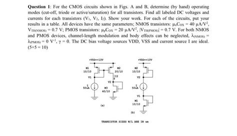 Solved Question For The CMOS Circuits Shown In Figs A Chegg Com
