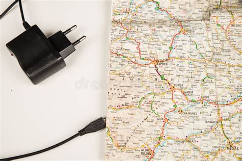 Map With USB Cable Stock Image Image Of Trend Concept
