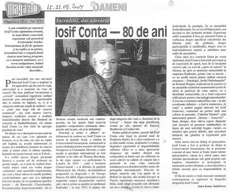 PORTRET Iosif Conta dirijor al Orchestrei Simfonice a Radiodifuziunii Române timp de 34 de