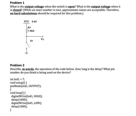 Solved Problem What Is The Output Voltage When The Switch Chegg