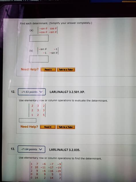 solved find each determinant simplify your answer