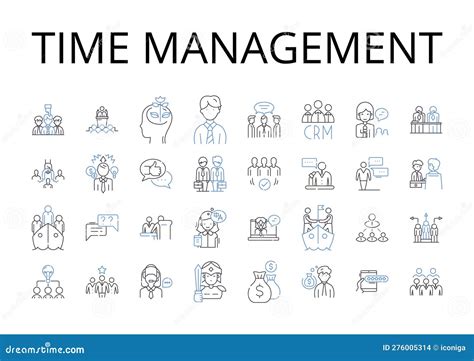 Time Management Line Icons Collection Goal Setting Task Scheduling