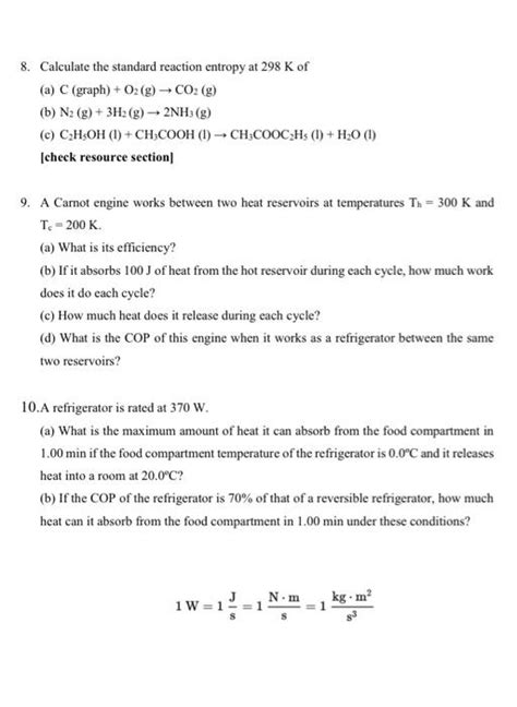 Solved 8 Calculate The Standard Reaction Entropy At 298 K
