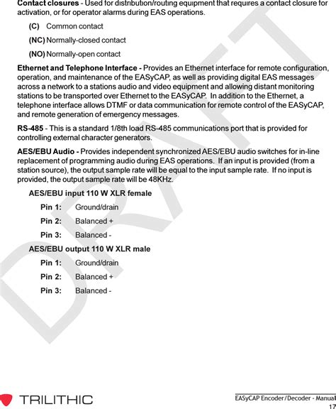 Trilithic Easycap 1 Emergency Alert System User Manual