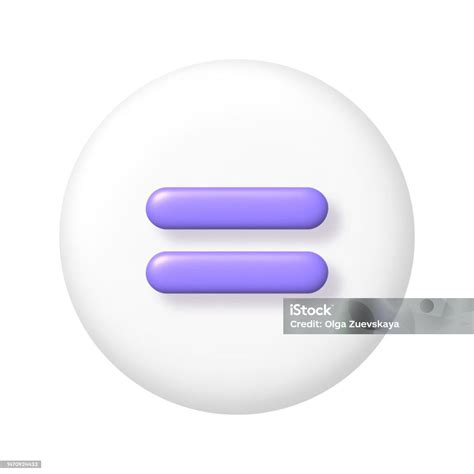 Math 3d Icon Purple Arithmetic Equals Sign On White Round Button 3d Realistic Design Element