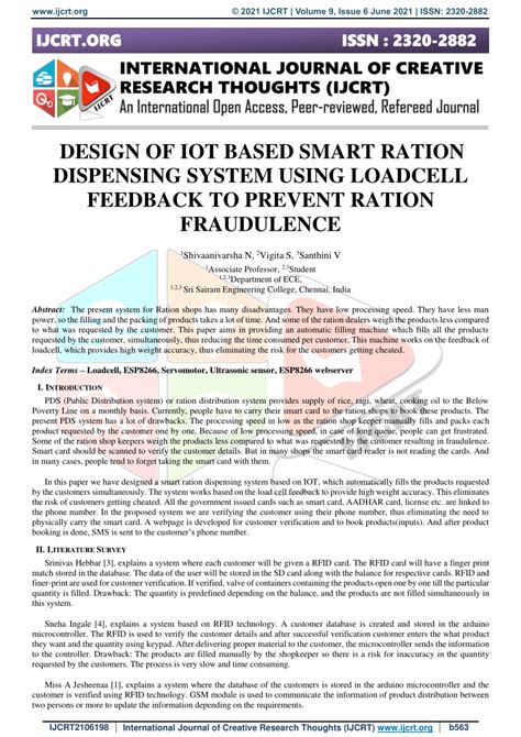 pdf design of iot based smart ration dispensing system using loadcell