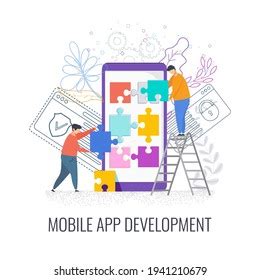 Mobile App Development Concept Process Developing Stock Vector Royalty Free