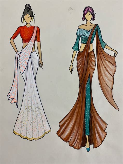 Saree Illustrations Fashion Illustration Sketches Dresses Fashion