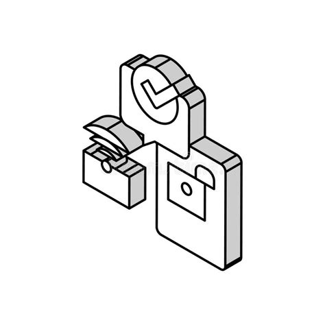 Card With Rfid Chip For Unlock Door Isometric Icon Vector Illustration