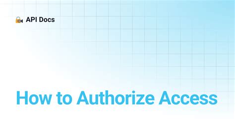 How To Authorize Access Api Docs