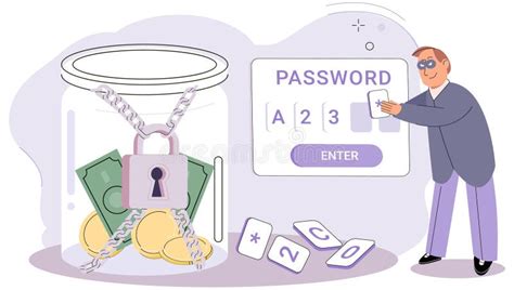 Hacker Activity Big Set Hacking Computer Phishing Account Cyber Attack On Personal Data Stock