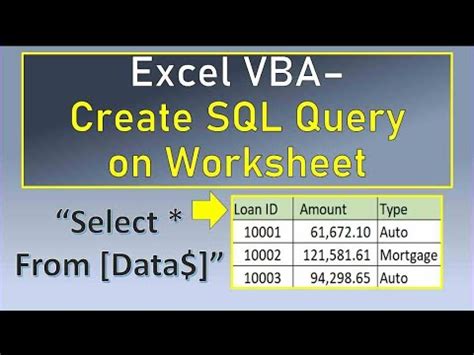 Excel VBA Create SQL Query On Worksheet YouTube