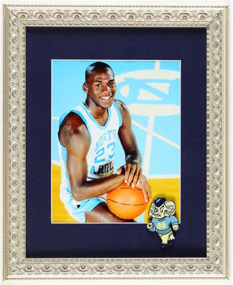 Michael Jordan North Carolina Tar Heels Custom Framed Photo Display With Tar Heels Pin