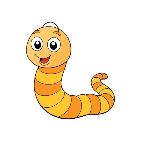 Cute Cartoon Worm Character With Happy Smile Illustration 65895664