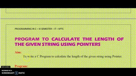 C Program Length Of String Using Pointers Youtube