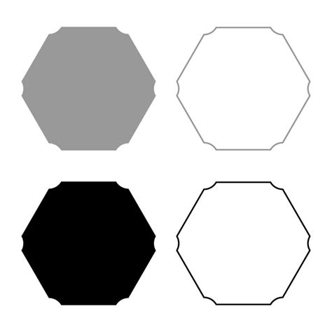 Hexagon Banderoll Hexagonal Sex Rundade Hörn Blank Mockup Tom Malluppsättning Ikon Grå Svart