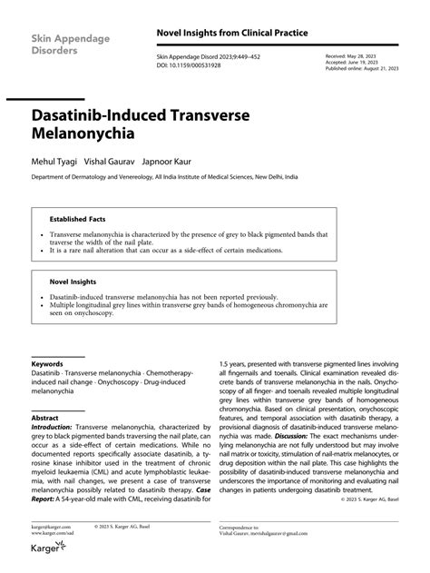 Dasatinib Induced Transverse Melanonychia Request Pdf