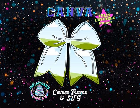 Cheerleader Bow Svg And Canva Frame Any Color Or Image On A Digital Cheerleader Bow Create