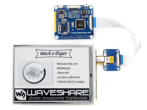 Buy Waveshare 6inch E Ink Display HAT For Raspberry Pi Zero Zero W Zero WH 2B 3B 3B With IT8951