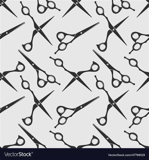 Barbershop Seamless Pattern With Scissors Vector Image