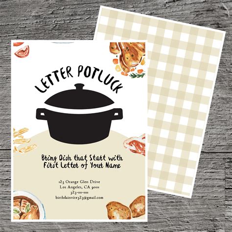 Letter Potluck Theme Birthday Invitation Dress Up In Color Game Food