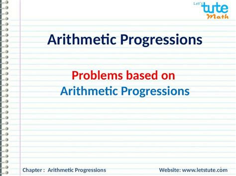 pptx arithmetic progressions problem based video part 4 for class