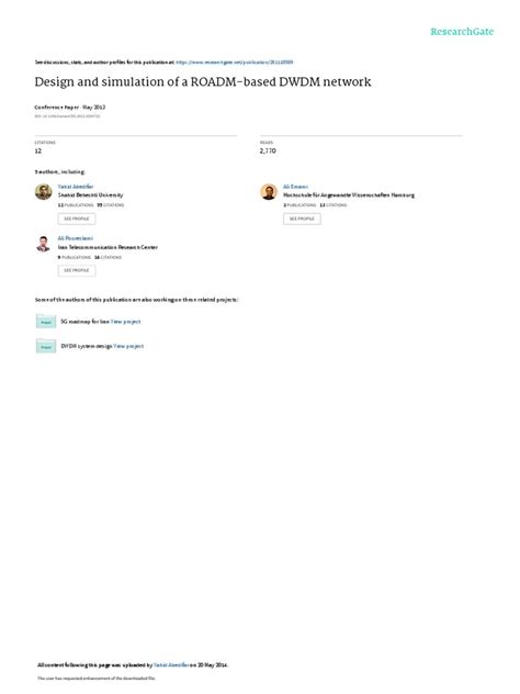 Design And Simulation Of A Roadm Based Dwdm Network Pdf Wavelength Division Multiplexing