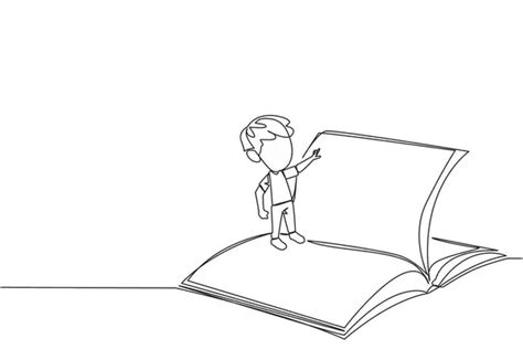 Una Sola Línea Continua Dibujando Chica Acostada Sobre Estómago Leyendo