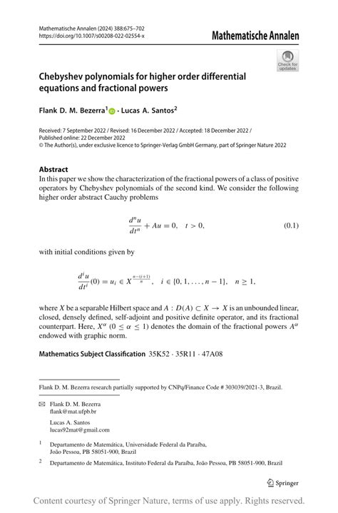 Chebyshev Polynomials For Higher Order Differential Equations And