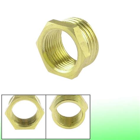 1 2 Pt Male To 3 8 Pt Female Thread Hex Bushing Pneumatic Coupler Brass Tone Bed Bath